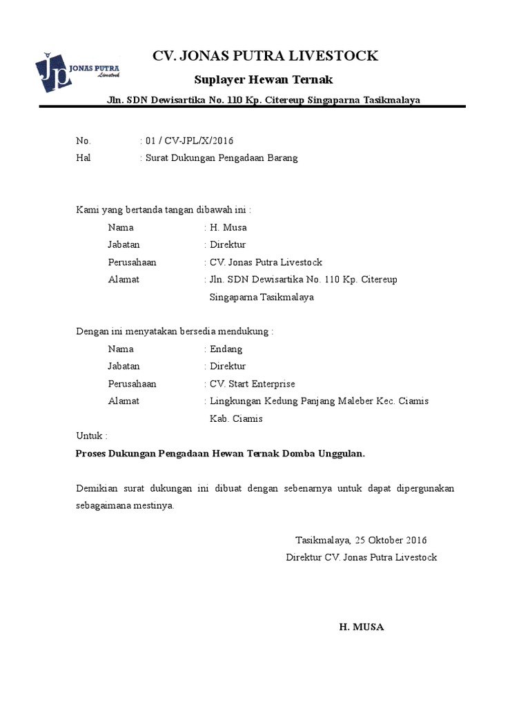 Cv. Jonas Putra Livestock | PDF