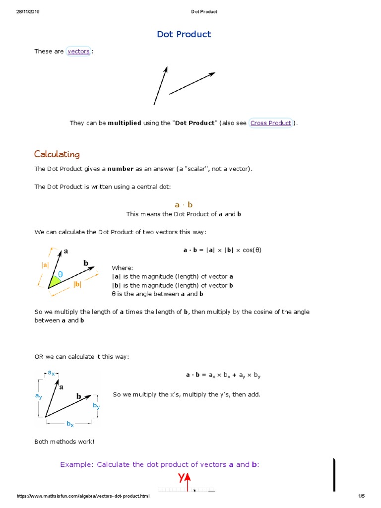 Dot Product | PDF | Euclidean Vector | Theoretical Physics