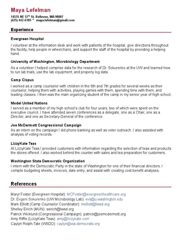 Maya Lefelman Resume | PDF