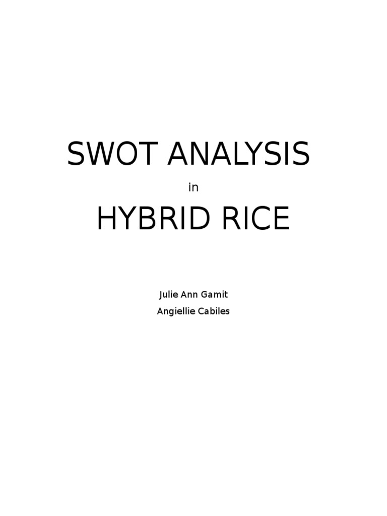 Swot Analysis | PDF | Rice | Association Of Southeast Asian Nations