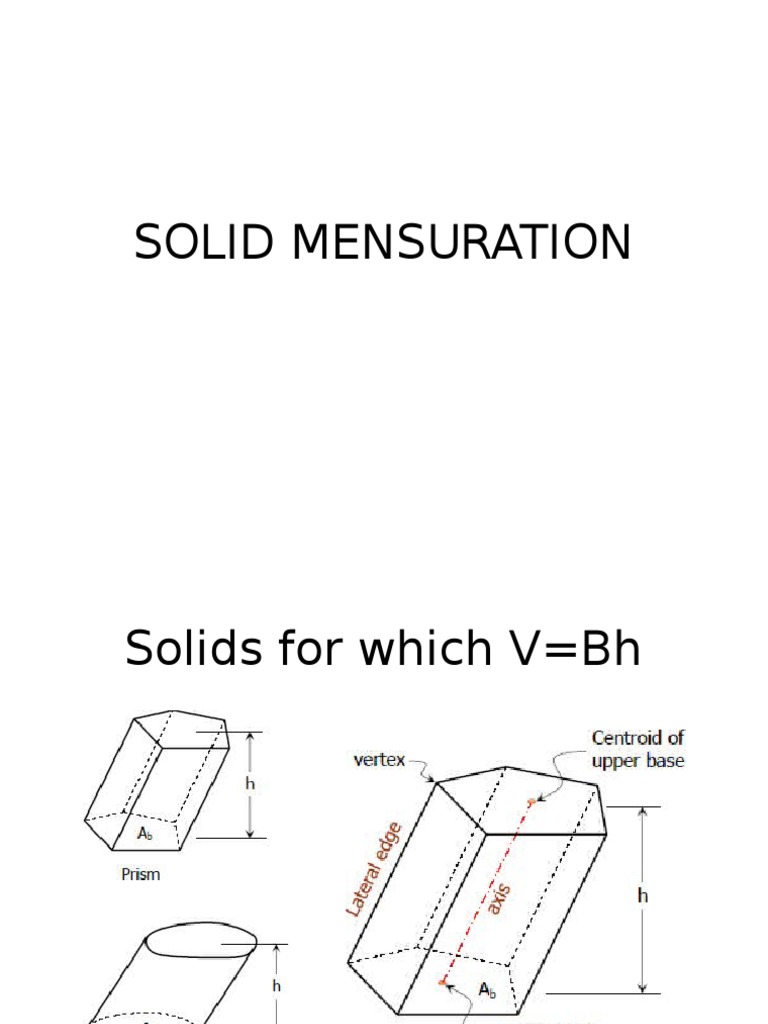 SOLID MENSURATION Review | PDF | Volume | Sphere