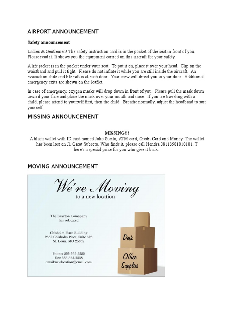 Airport Announcement | PDF