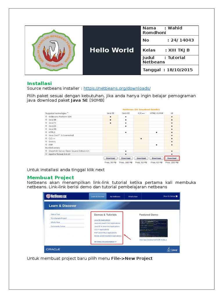 Tutorial Dasar Java Netbeans | PDF