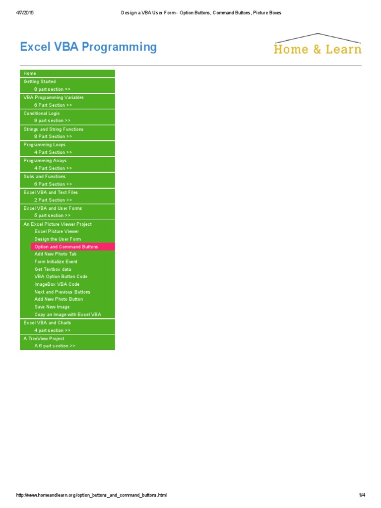 Design A VBA User Form - Option Buttons, Command Buttons, Picture Boxes ... Design A VBA User Form - Option Buttons, Command Buttons, Picture Boxes ...
