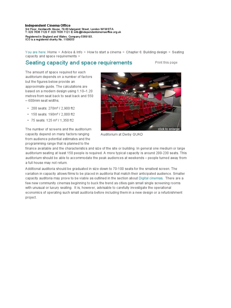Cinema Seating Capacity Guidelines | PDF