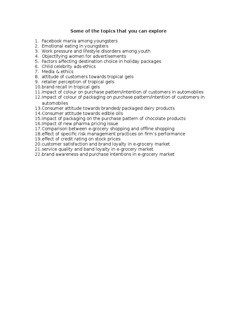 Some of The Topics That You Can Explore | PDF