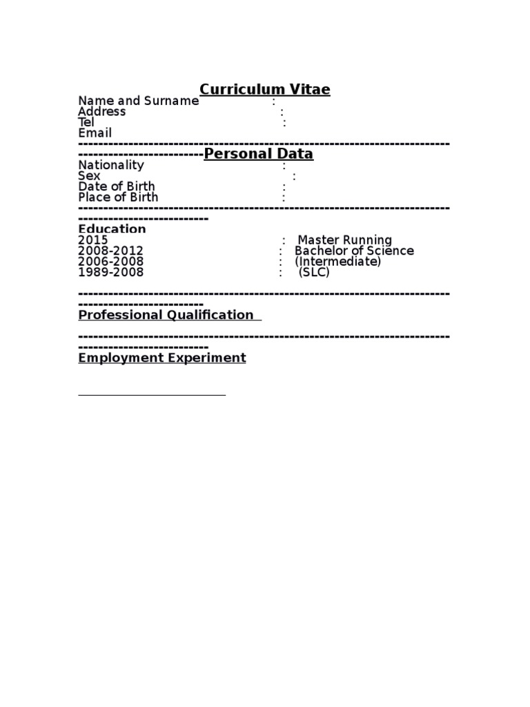 Professional Curriculum Vitae Template | PDF | Sports & Recreation ...