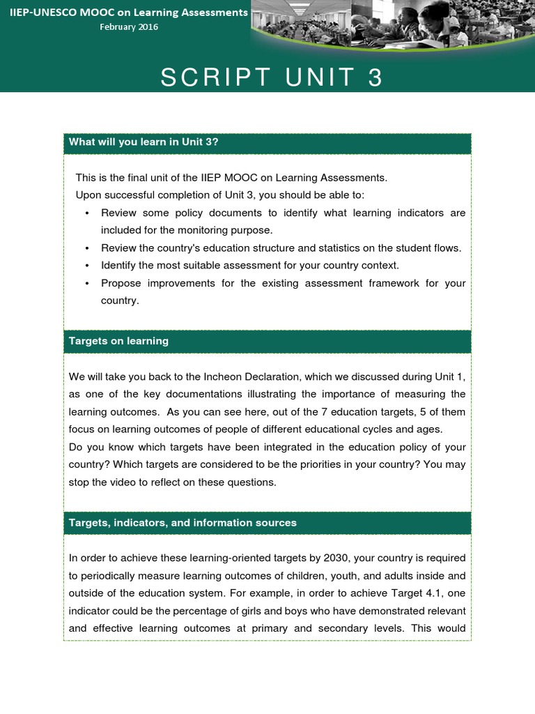Script Unit 3: What Will You Learn in Unit 3? | Download Free PDF ...