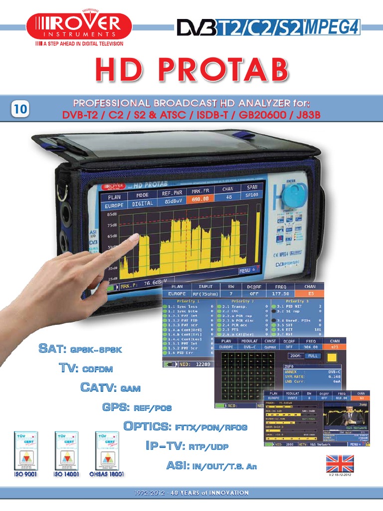 "HD PROTAB" Professional Broadcast HD Analyzer | PDF | Software Defined Radio | Digital Television