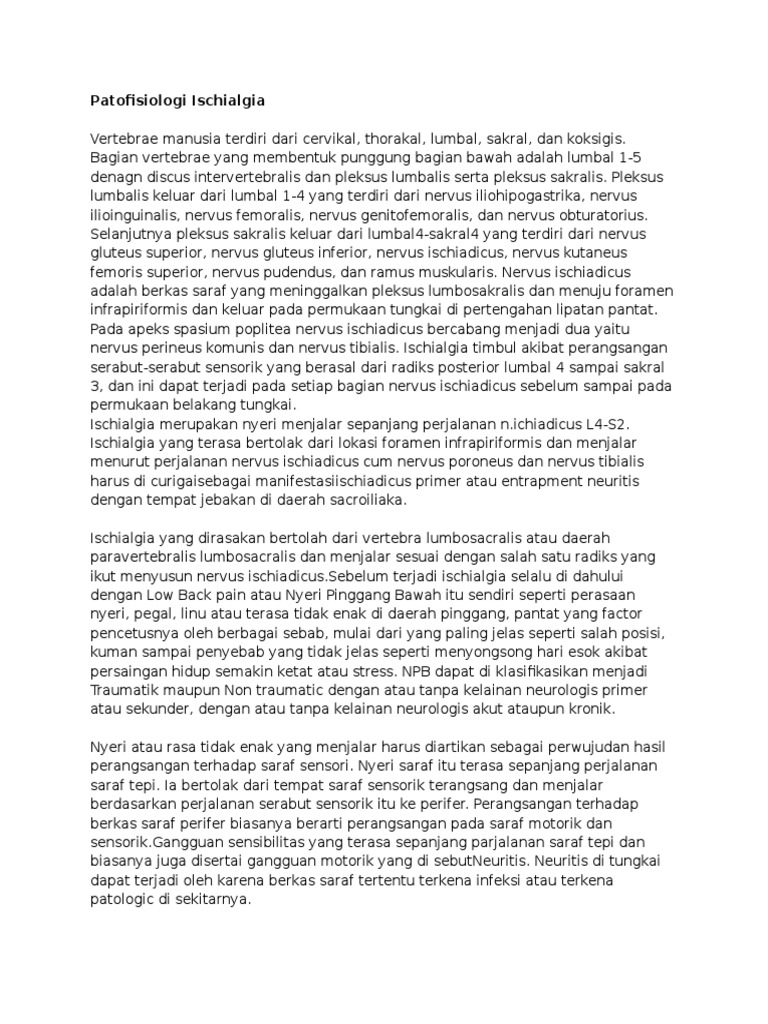 Patofisiologi Ischialgia dan Nyeri Saraf | PDF | Pengembangan Diri