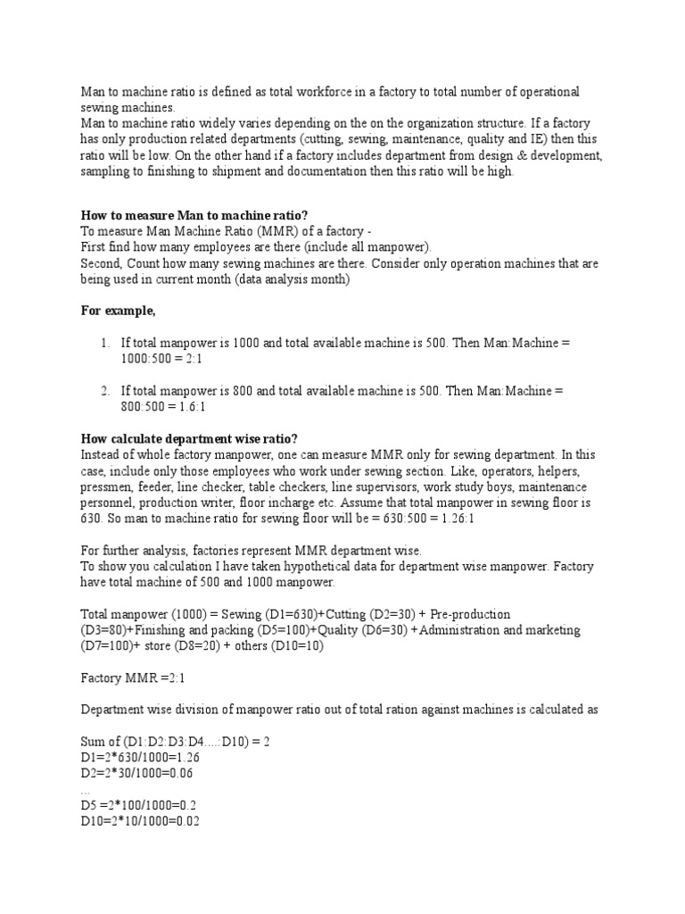 Man To Machine Ratio | PDF