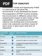 Environmental Threat Opportunity Profile - ETOP | PDF | Swot Analysis | Business