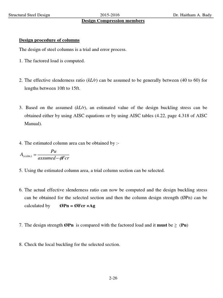 Design of Steel Compression Members | PDF | Buckling | Column