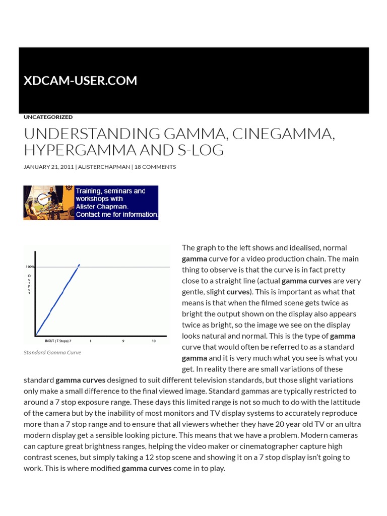Understanding Gamma, Cinegamma, Hypergamma and S-Log - XDCAM-USER | PDF ...