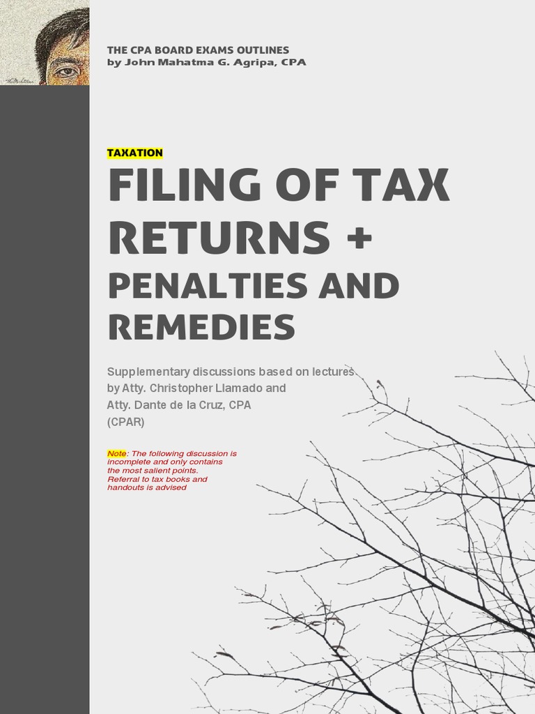 TAXATION - Filing of Returns + Tax Penalties and Remedies | PDF ...