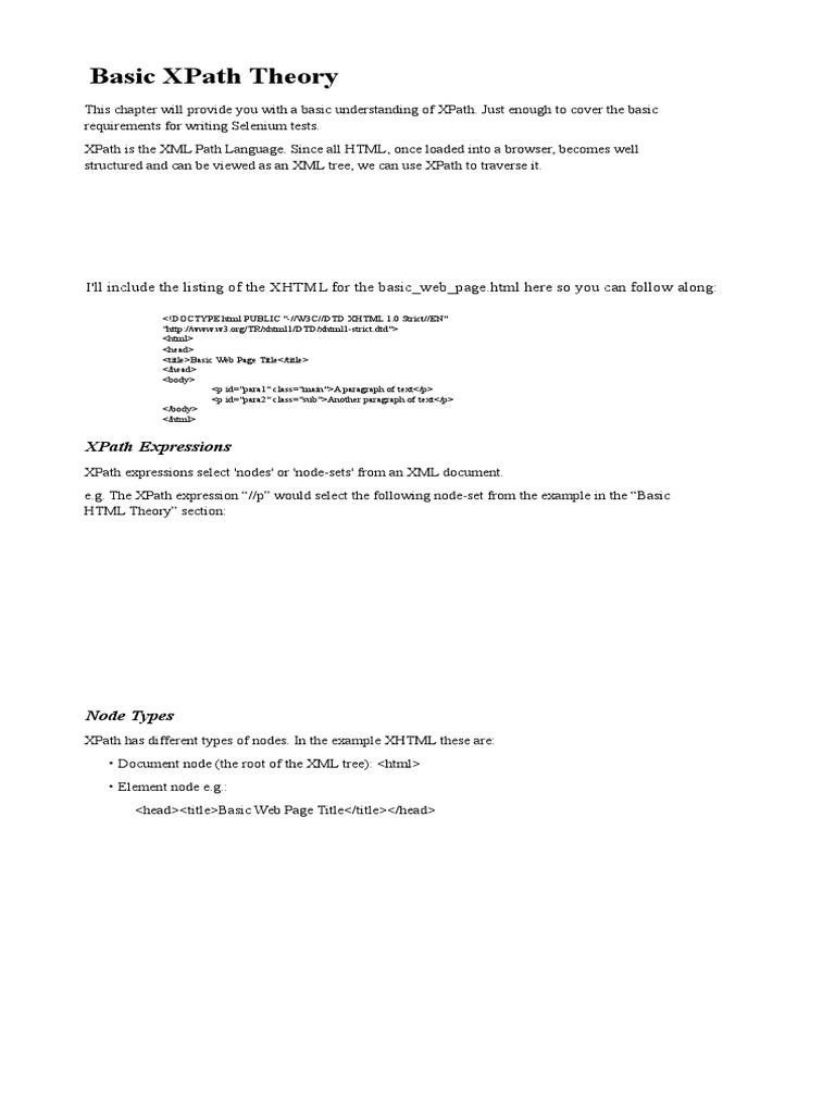 Basic XPath and CSS Theory | PDF | X Path | Cascading Style Sheets