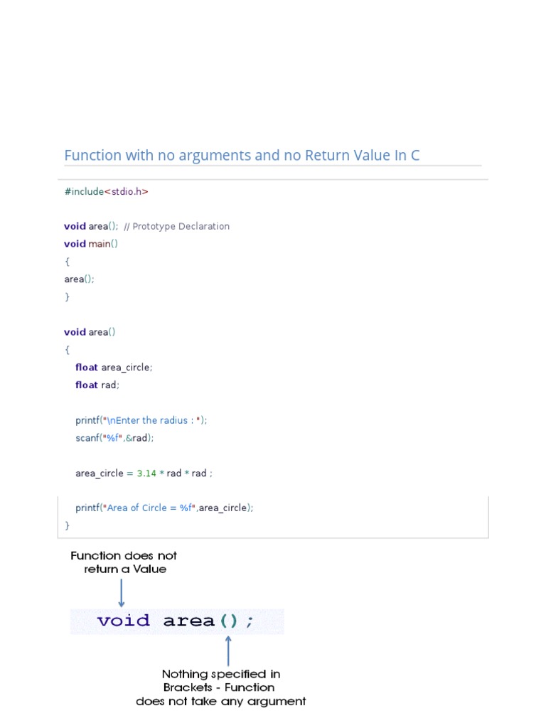 Function With No Arguments And No Return Value In C Stdioh Pdf 