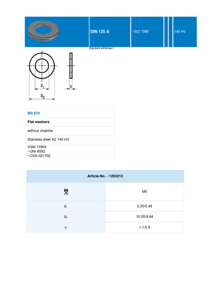BN 670 M5 Flat Washer | PDF