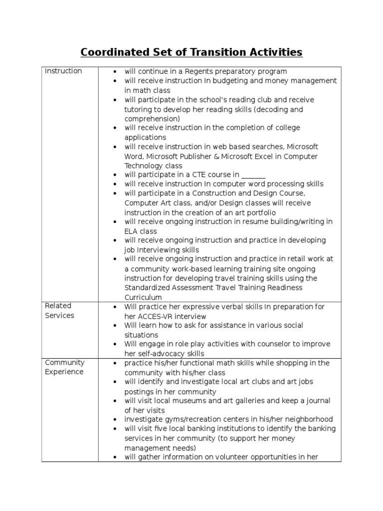 Coordinated Set of Transition Activities | Download Free PDF ...