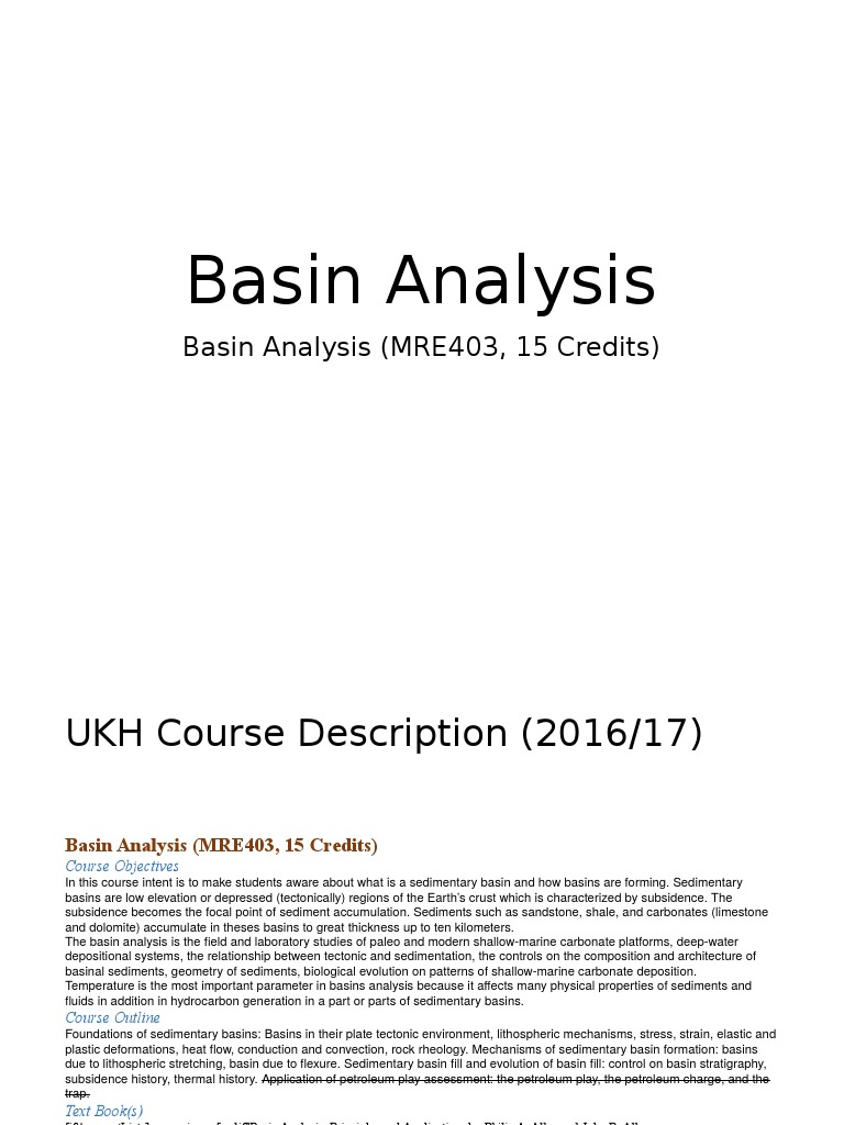 Basin Analysis Framework in 15 Characters or Less | PDF | Sedimentary ...