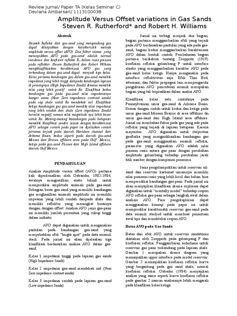 Amplitude Versus Offset Variations in Gas Sands | PDF