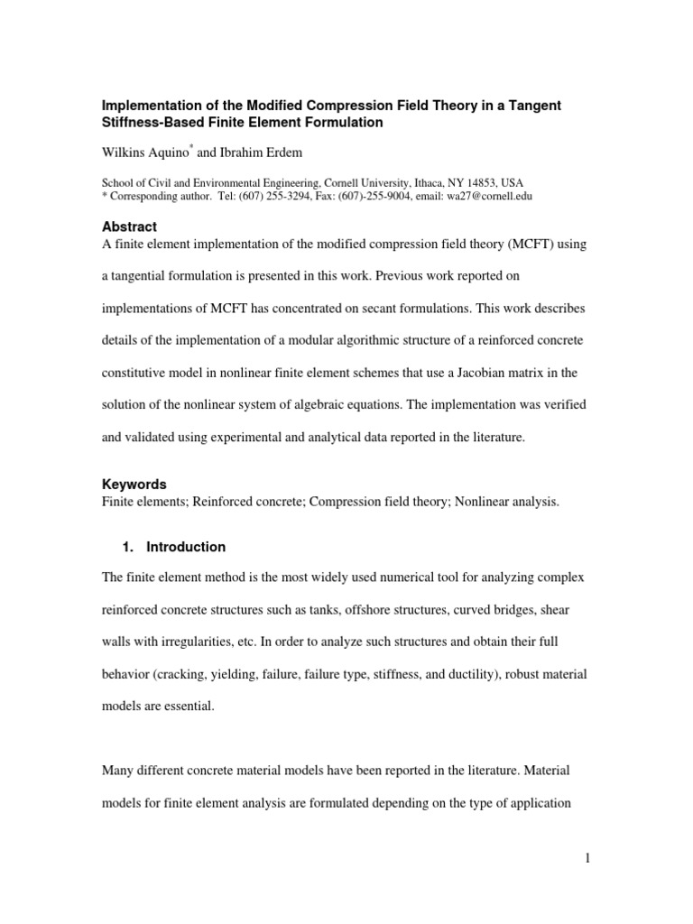 Implementation of The Modified Compression Field Theory | PDF | Stress ...
