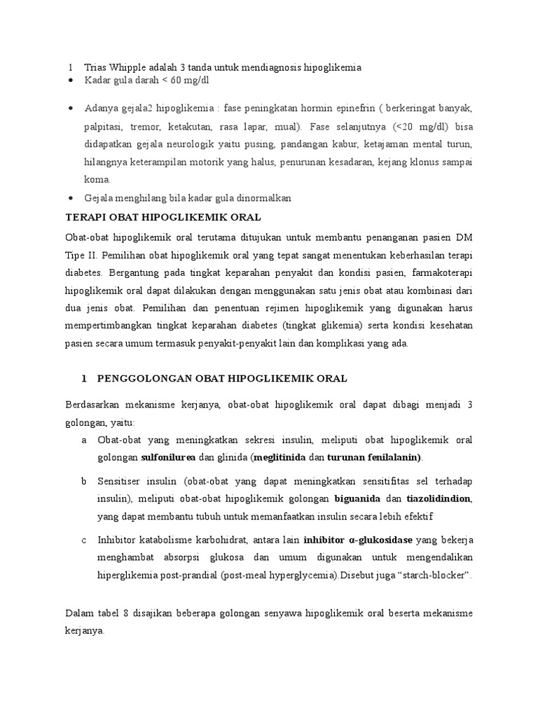 Trias Whipple Adalah 3 Tanda Untuk Mendiagnosis Hipoglikemia | PDF