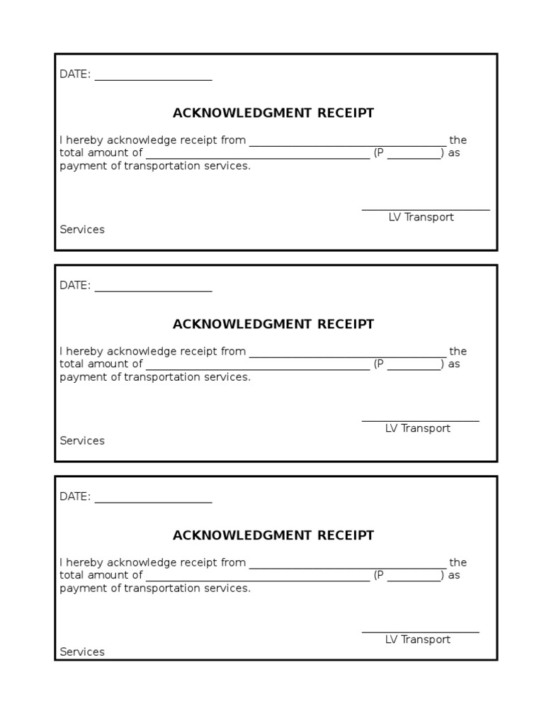 Acknowledgment Receipt Resorts Hotels | PDF | Finance & Money Management