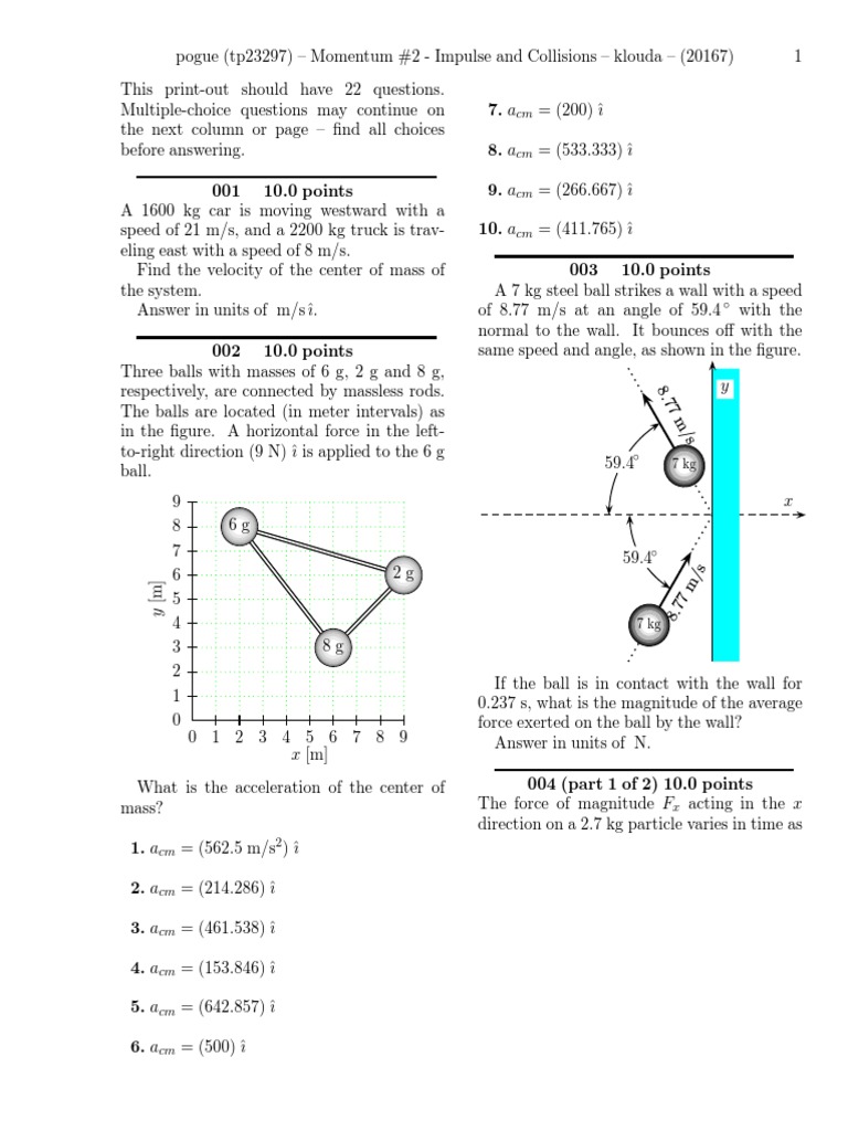 Momentum #2 - Impulse and Collisions-Problems | PDF | Collision | Force