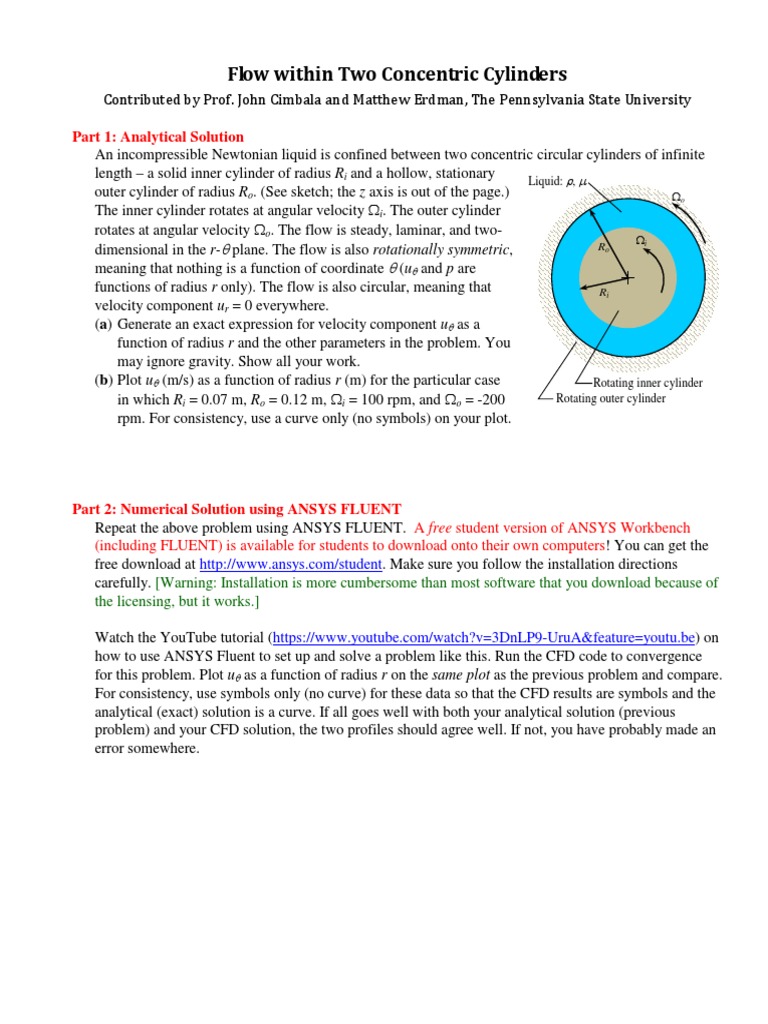 Concentric Cylinders Flow | PDF