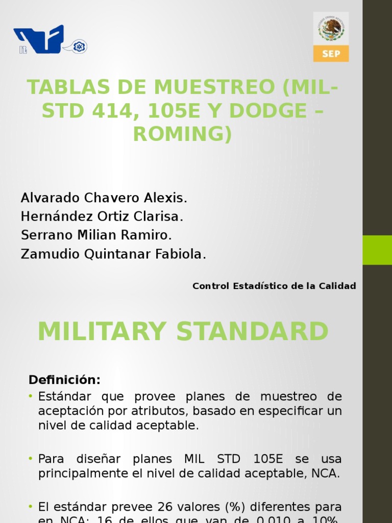 Tablas de Muestreo Mil STD 414 105e | PDF | Muestreo (Estadísticas) | Medición
