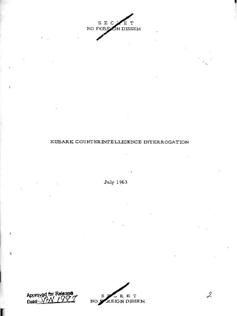 KUBARK Interrogation Manual Overview | PDF | Hypnosis | Pain