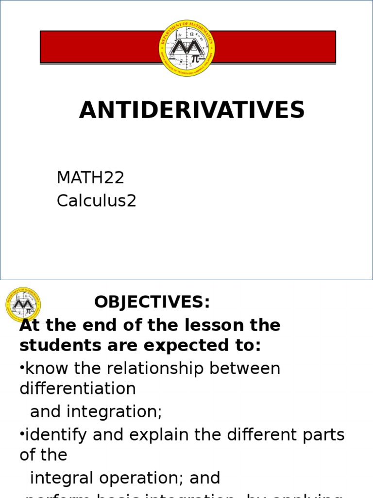 Lesson 1 AntiDerivatives | PDF