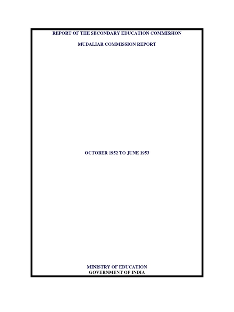 Secondary Education Commission Report PDF | PDF | Secondary School ...