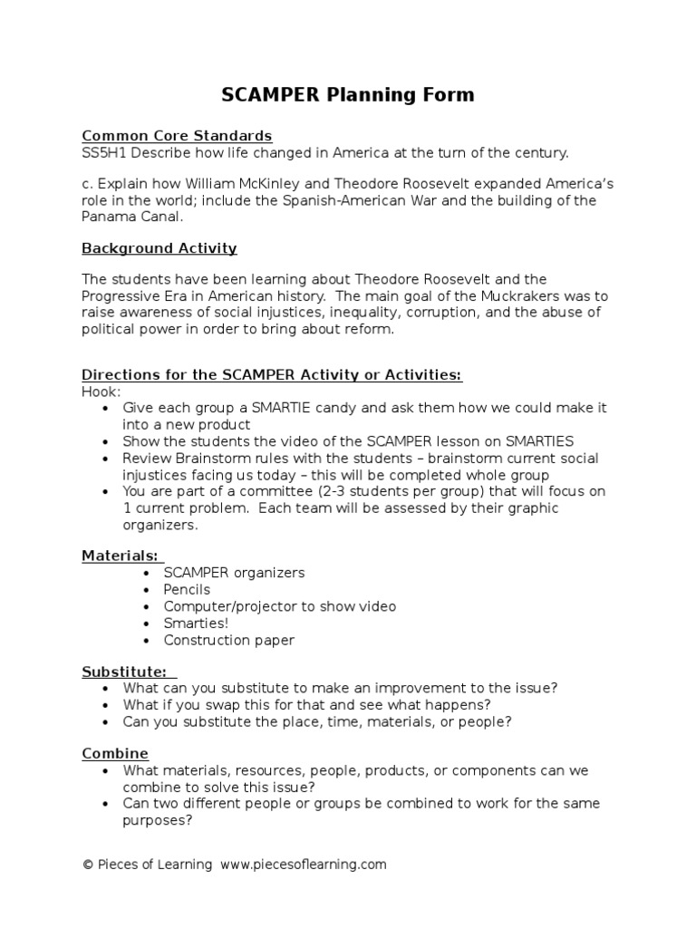 Scamper 5th Grade Ss Scamper | PDF | Theodore Roosevelt | Pedagogy