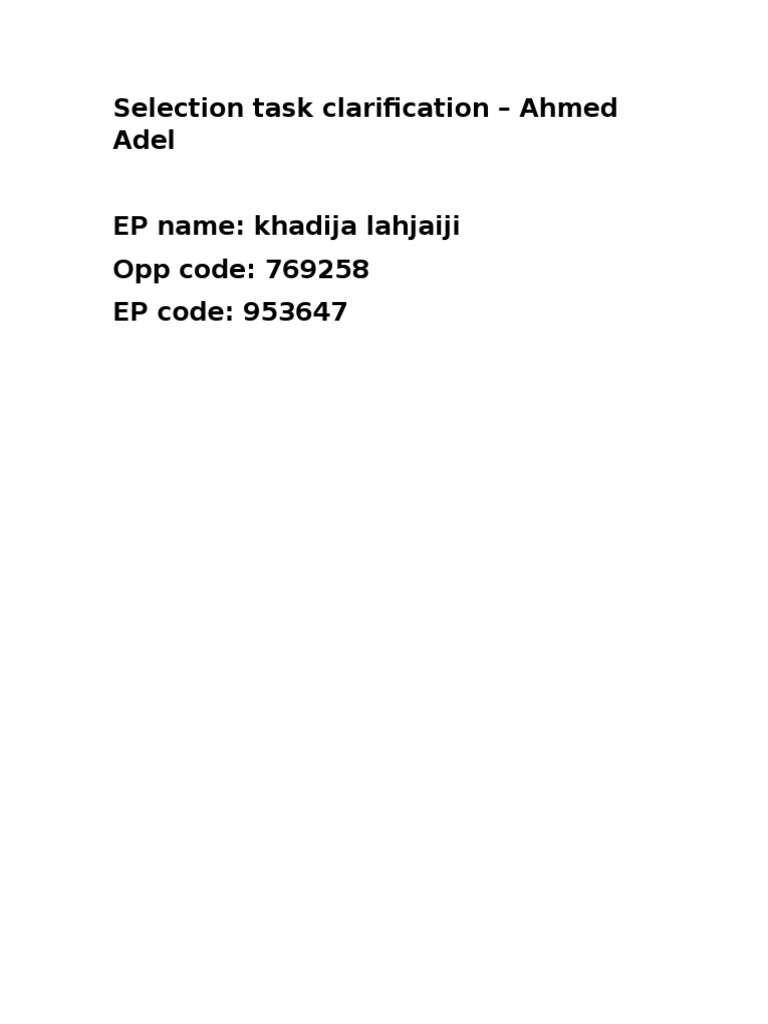 Selection Task | PDF