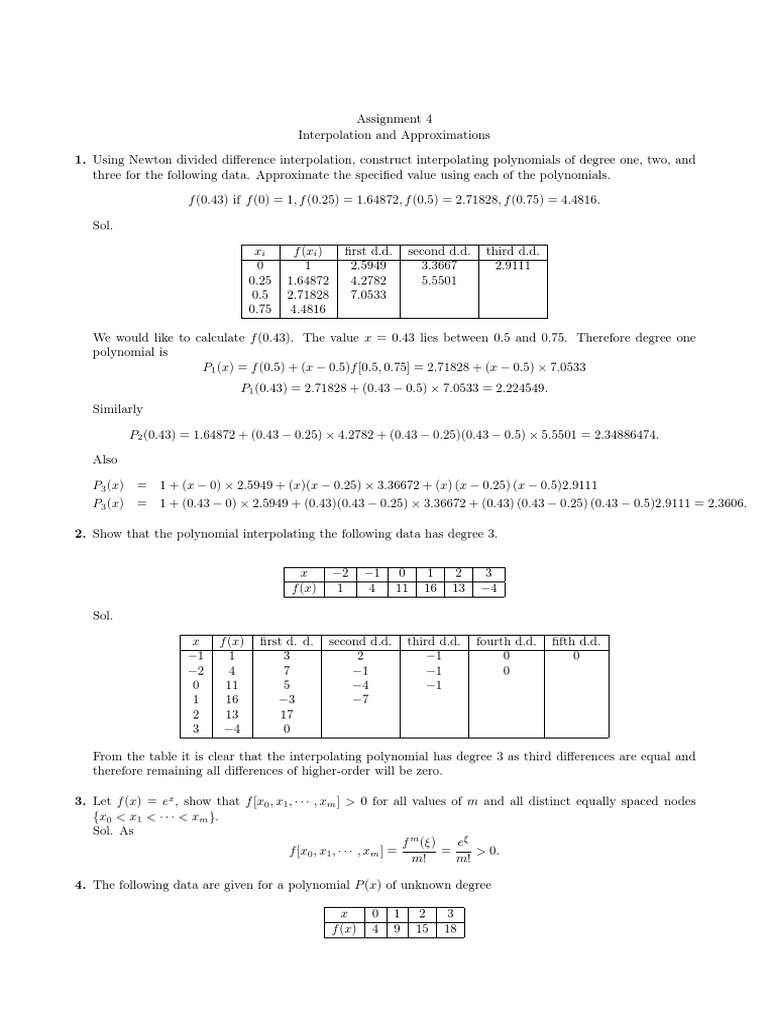 4 Sol | PDF | Interpolation | Finite Difference