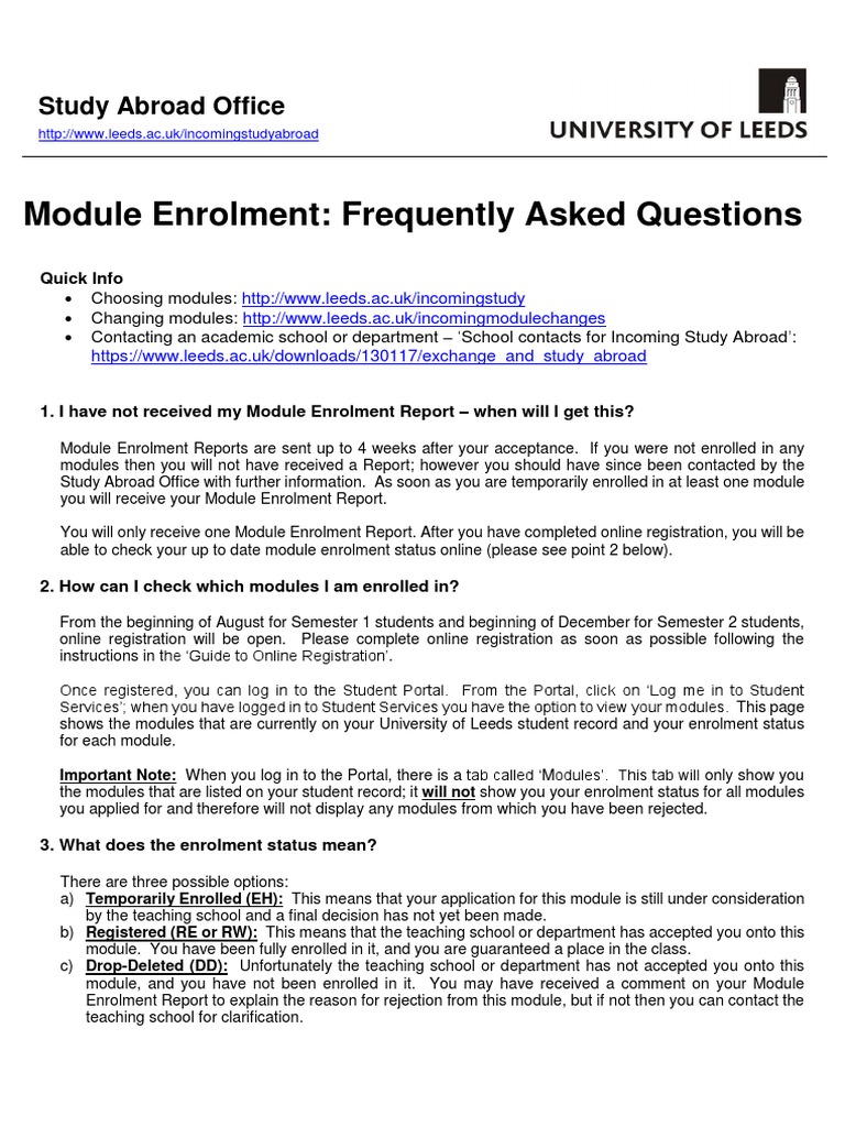 Module Enrolment FAQ S | PDF | Course Credit | Business