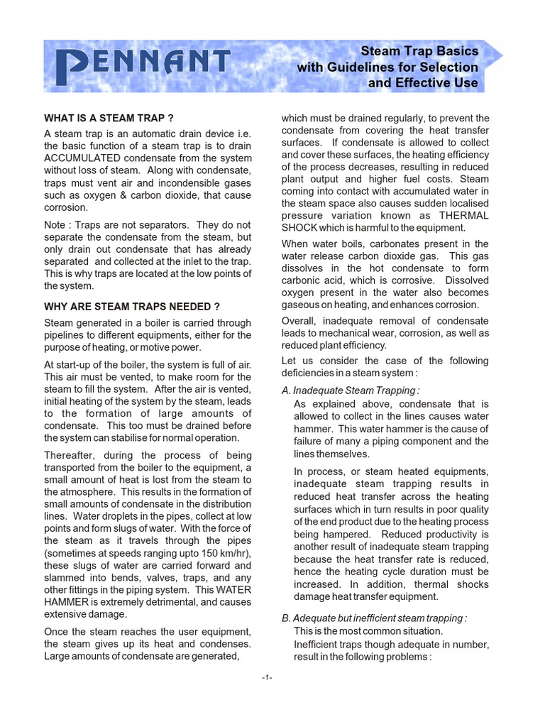 Steam Trap Basics With Guidelines For Selection and Effective Use | PDF ...