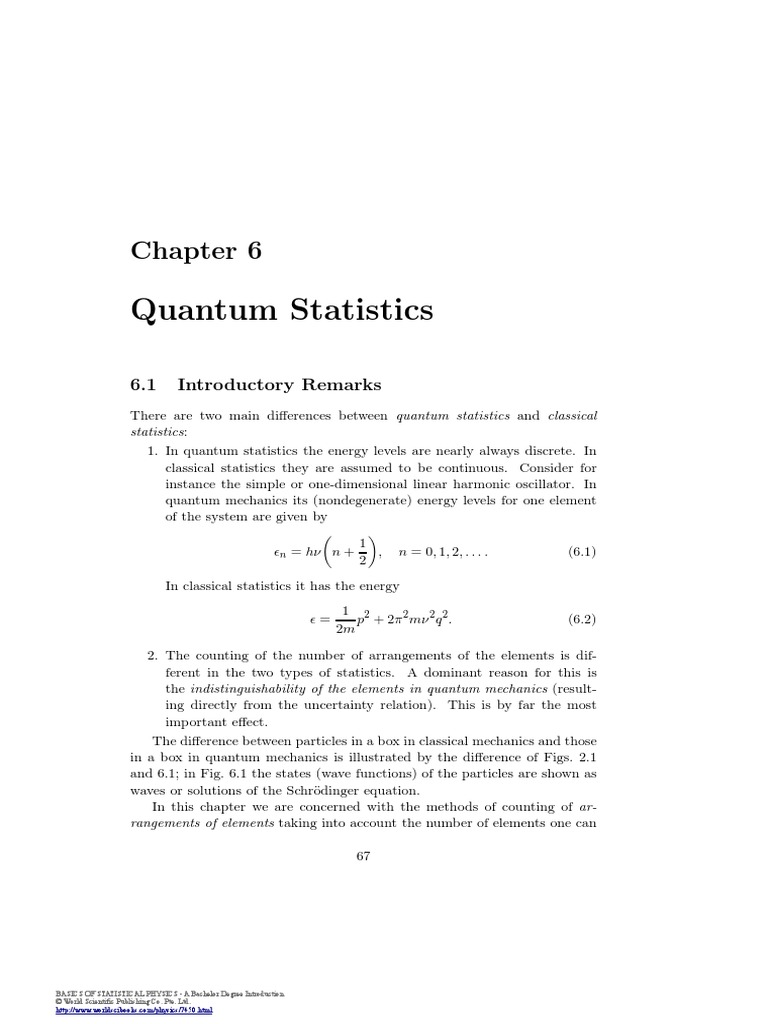 Quantum Statistics: 6.1 Introductory Remarks | PDF | Wave Function ...