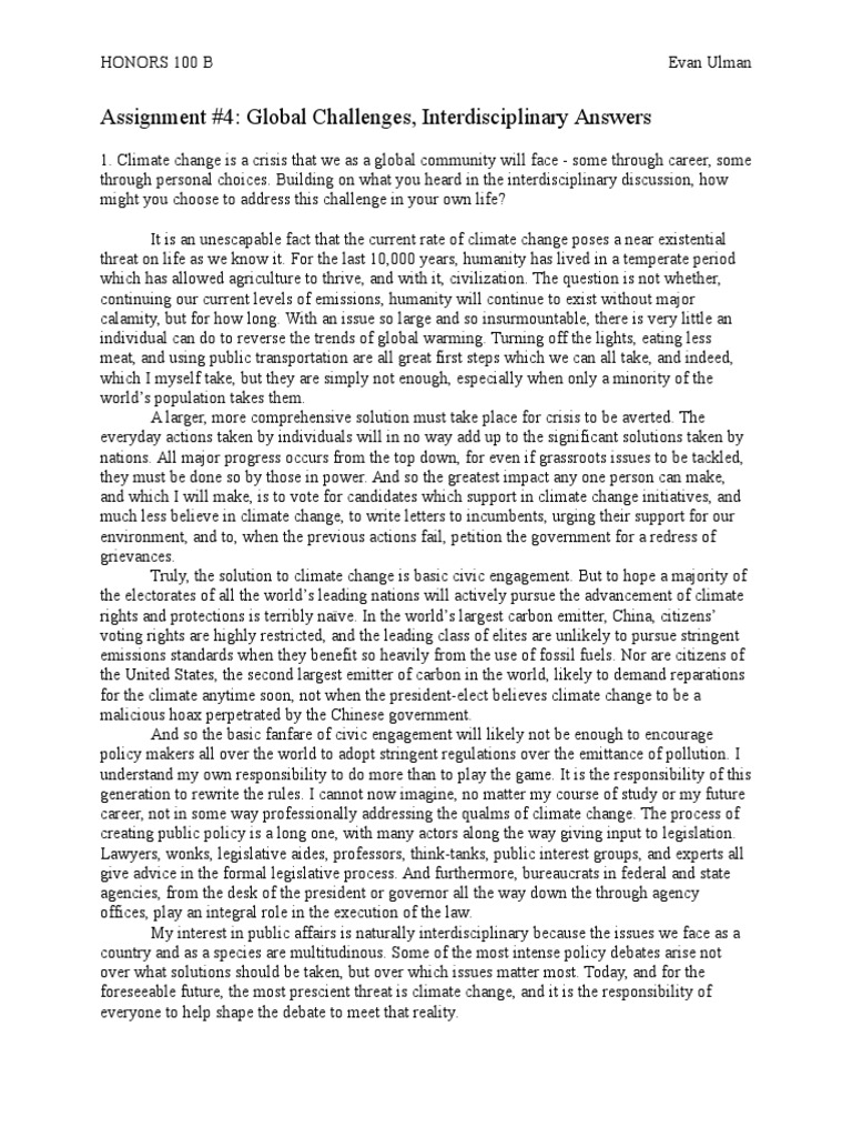 Assignment 4 Climate Change | PDF | Climate Change | Global Warming