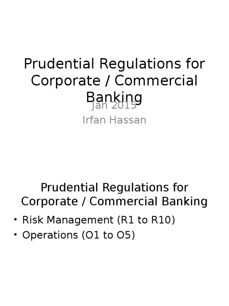 Prudential Regulations For Corporate Banking | PDF | Non Bank Financial ...