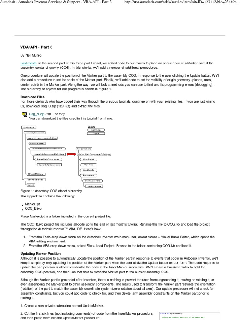 Autodesk Inventor Vba Api Pt3 Pdf Subroutine Visual Basic For Applications
