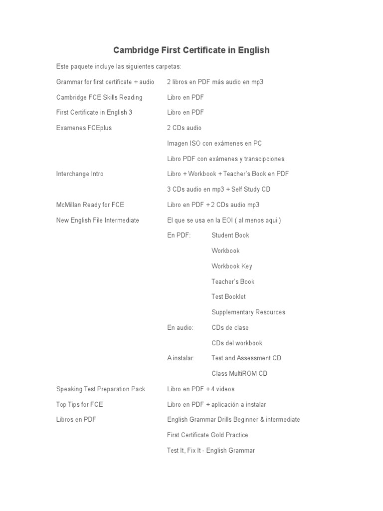 Cambridge FIRST (B2) | PDF | Formato de Documento Portable | Formatos ...