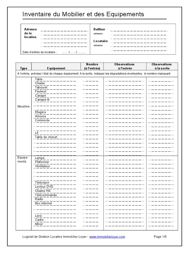 Modele Inventaire Meuble | PDF | Maison et jardin | Ordinateurs