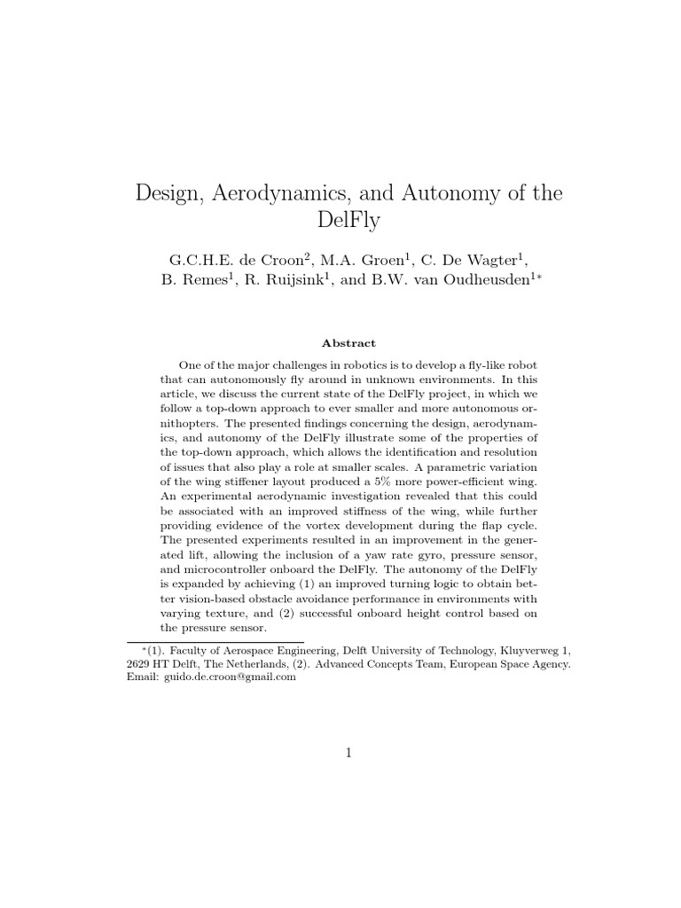 DelFly II: Design and Autonomy Insights | PDF | Vortices | Lift (Force)
