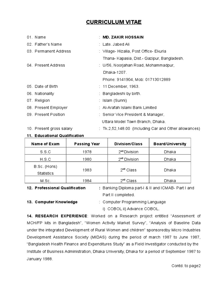 Md. Zakir Hossain CV Correction | PDF | Dhaka | World Politics