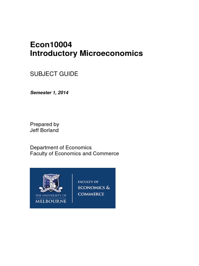 Microecon Subject Guide | PDF | Economic Model | Market (Economics)