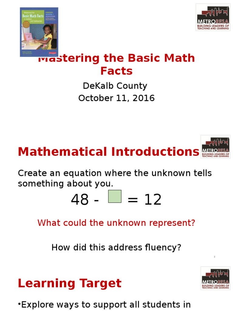 Mastering The Basic Math Facts As | PDF | Teaching Mathematics | Cognition