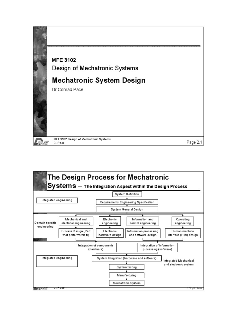 Lecture Notes Set 2 - Designing Mechatronic Systems | PDF | System ...